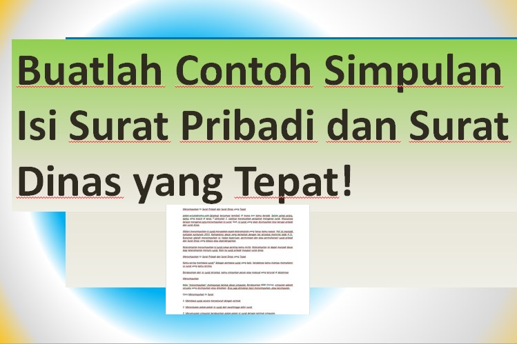 Buatlah Contoh Simpulan Surat!