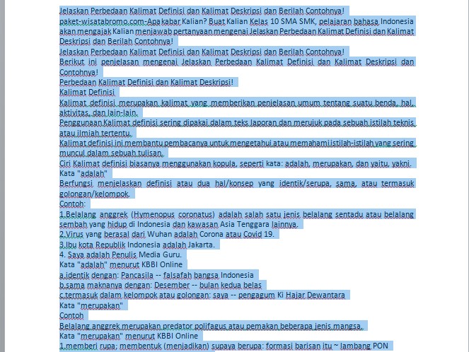 Jelaskan Perbedaan Kalimat Definisi dan Kalimat Deskripsi