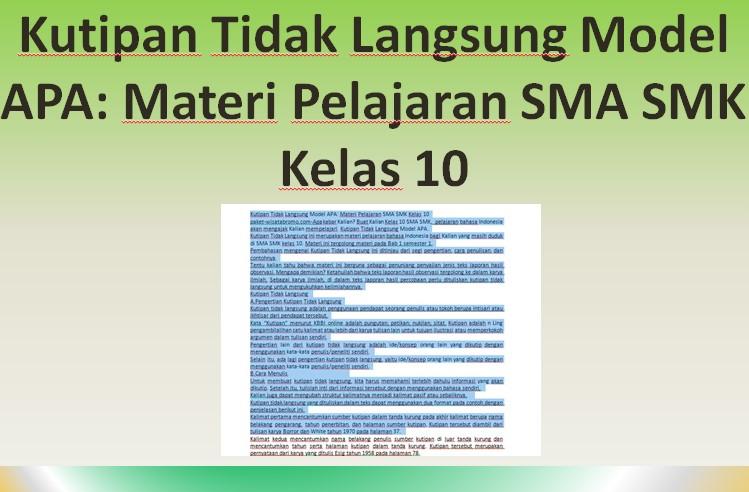 Kutipan Tidak Langsung Model APA