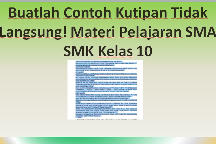 Buatlah Contoh Kutipan Tidak Langsung!