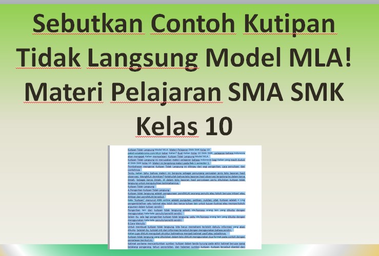 Sebutkan Contoh Kutipan Tidak Langsung Model MLA!