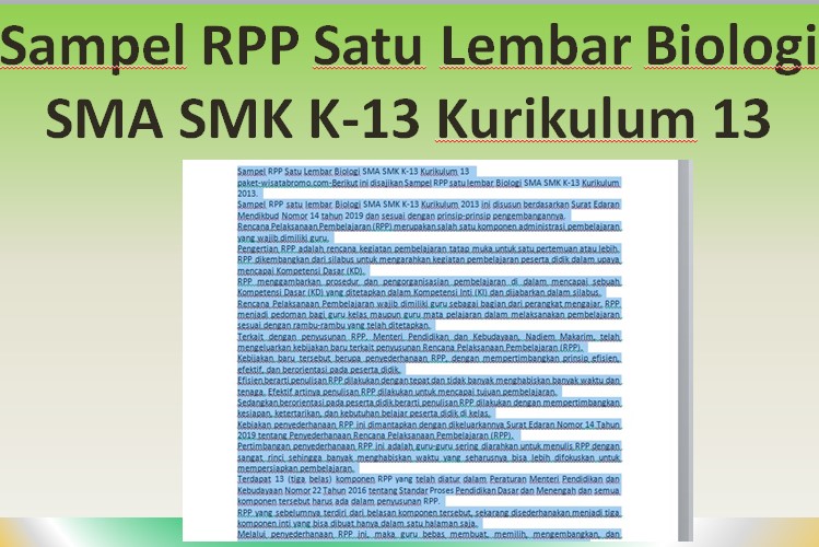Sampel RPP satu lembar Biologi SMA SMK K-13
